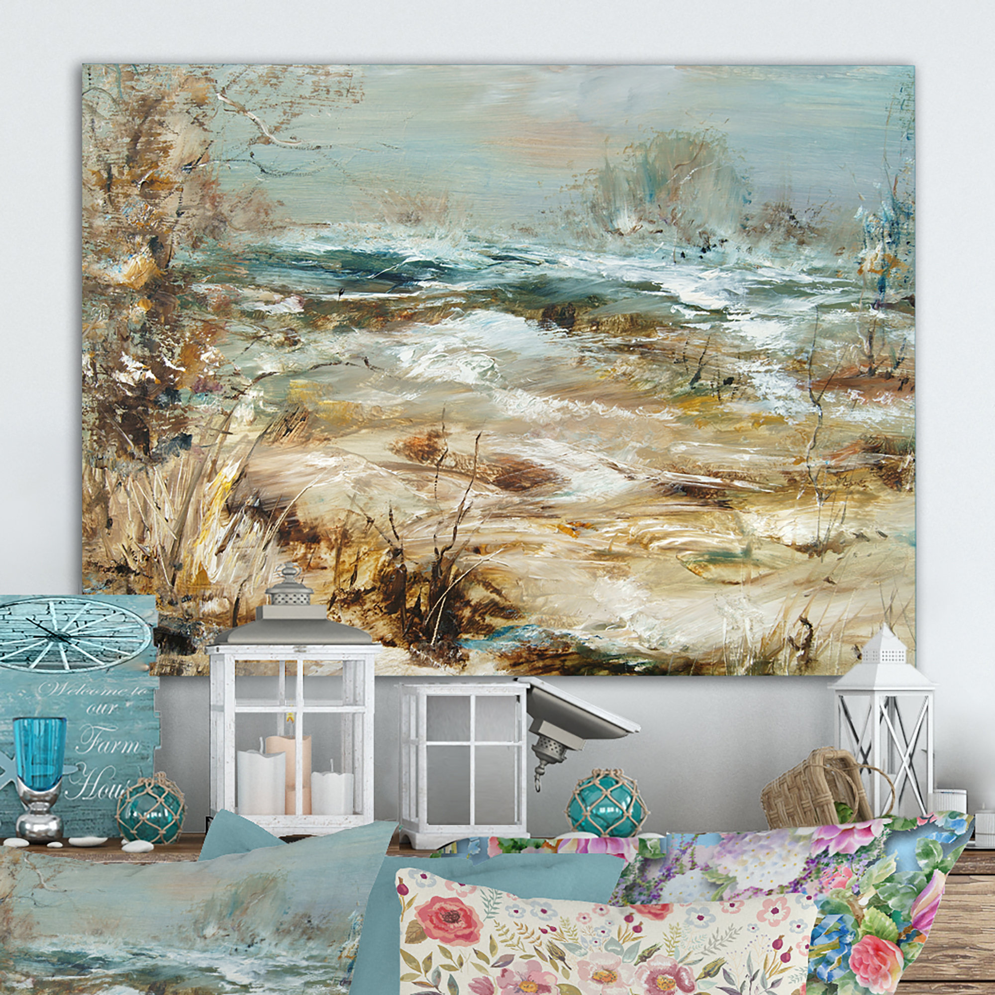 Millwood Pines Cottage Landscape In Winter - Floater Frame Print on ...