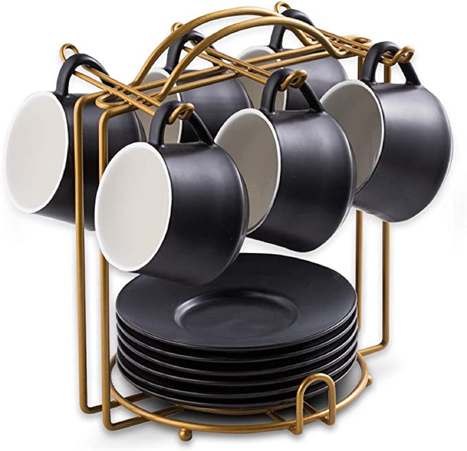 QXXSJ Coffee Cup Set Espresso Cups With Saucers Set With Cup Holder 4 ...