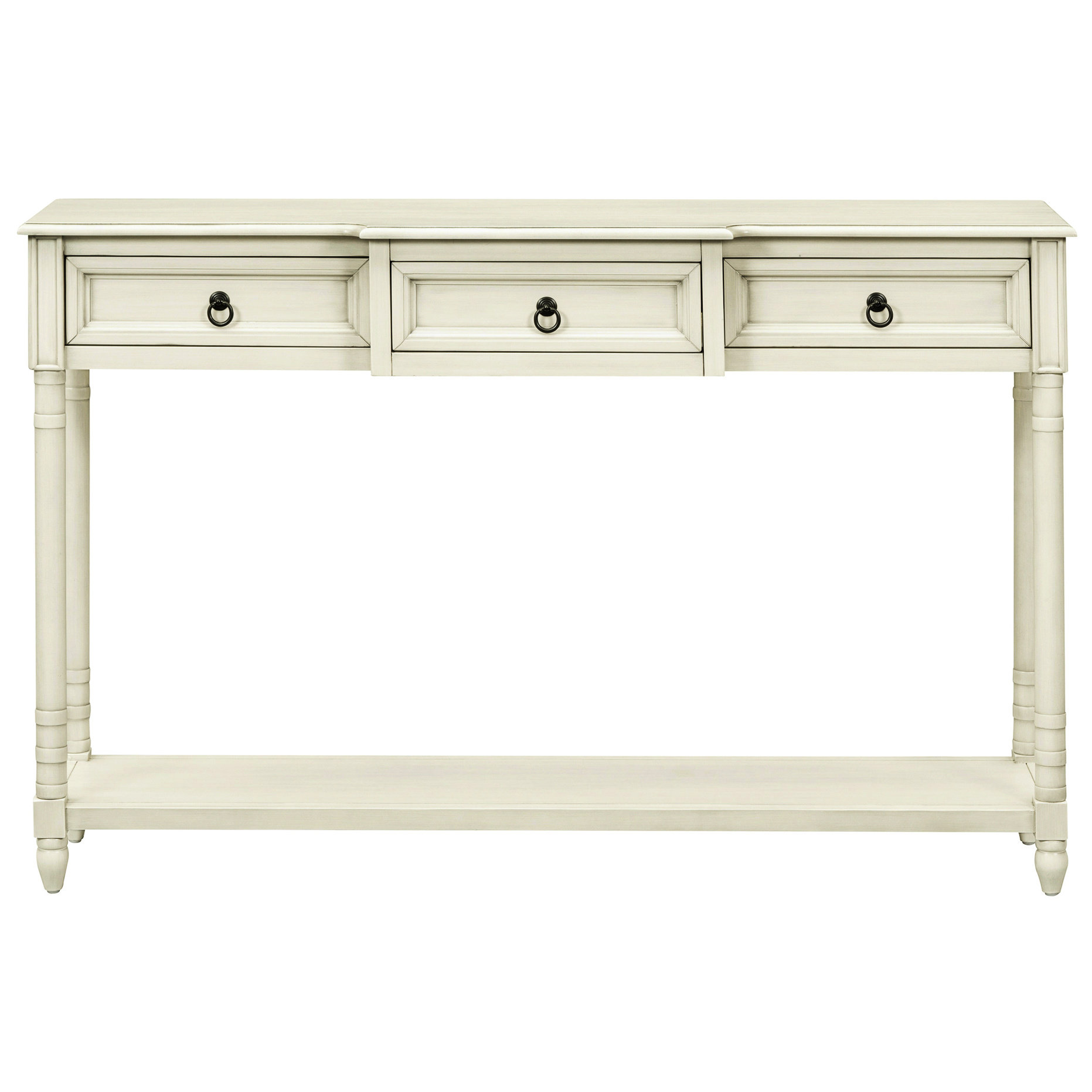 Breakwater Bay Console Table With Long Shelf And Drawers. Antique White ...