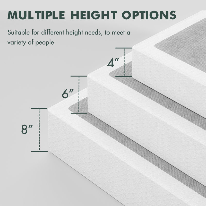 Alwyn Home Likins 4 Inch Metal Box Spring with Frabric Cover, Easy ...