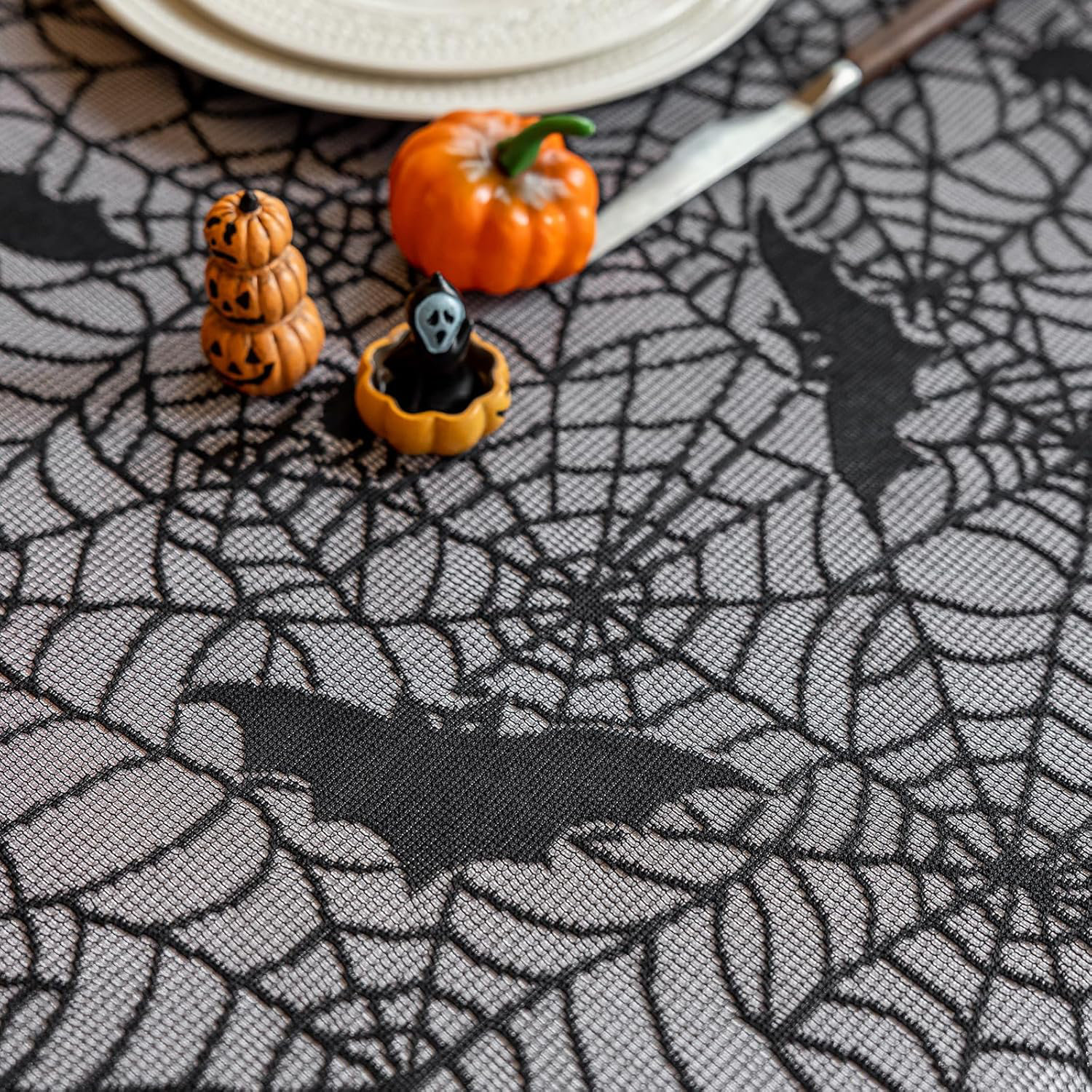 The Holiday Aisle® Halloween Lace Tablecloth, Spooky Table Cover | Wayfair