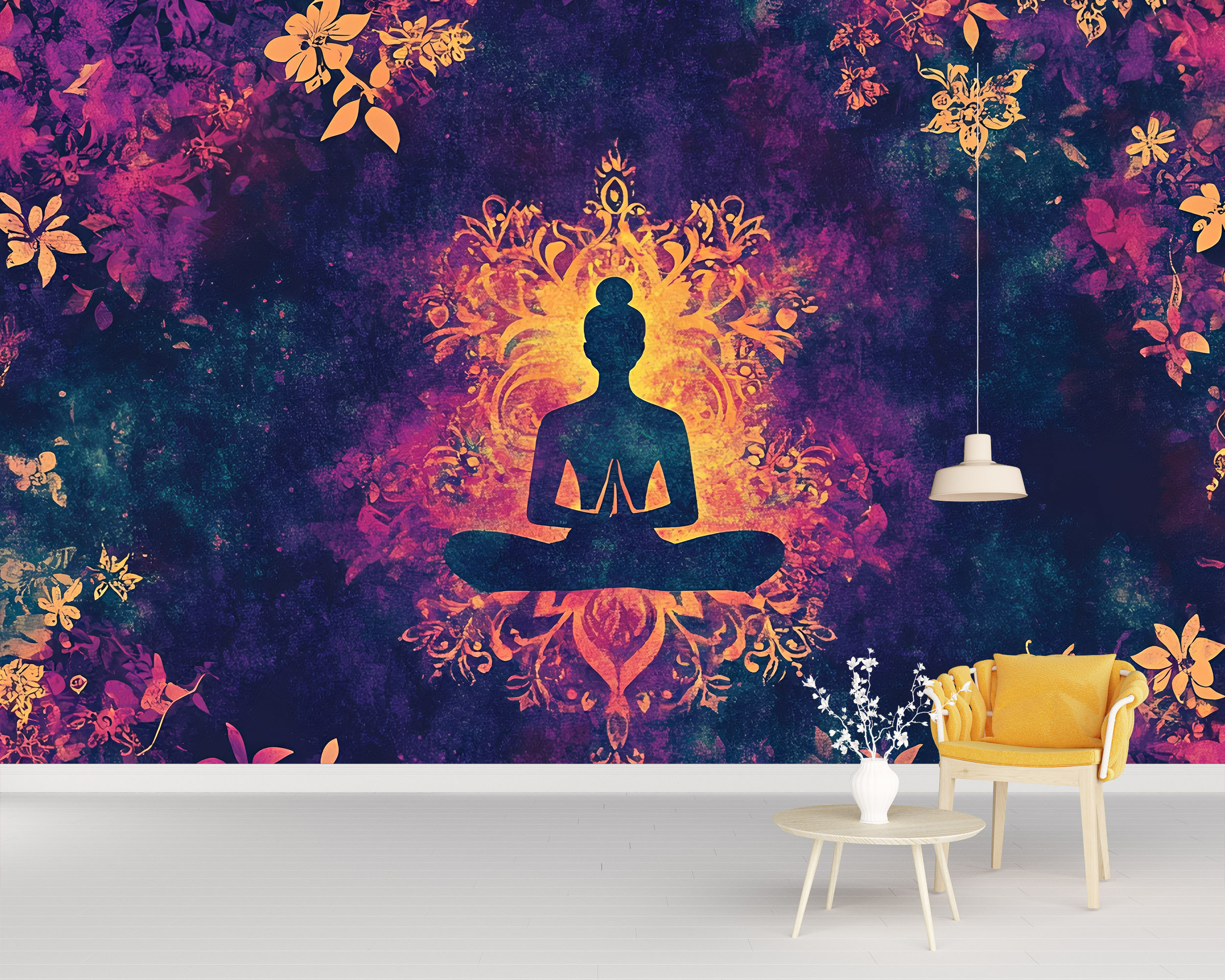 Bungalow Rose Spiritual Meditation Wallpaper, Silhouette With Glowing ...