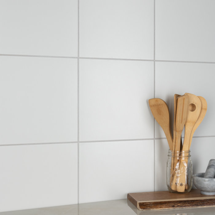 Merola Tile Textile Basic White 9-3/4'" x 9-3/4" Porcelain Wall & Floor ...