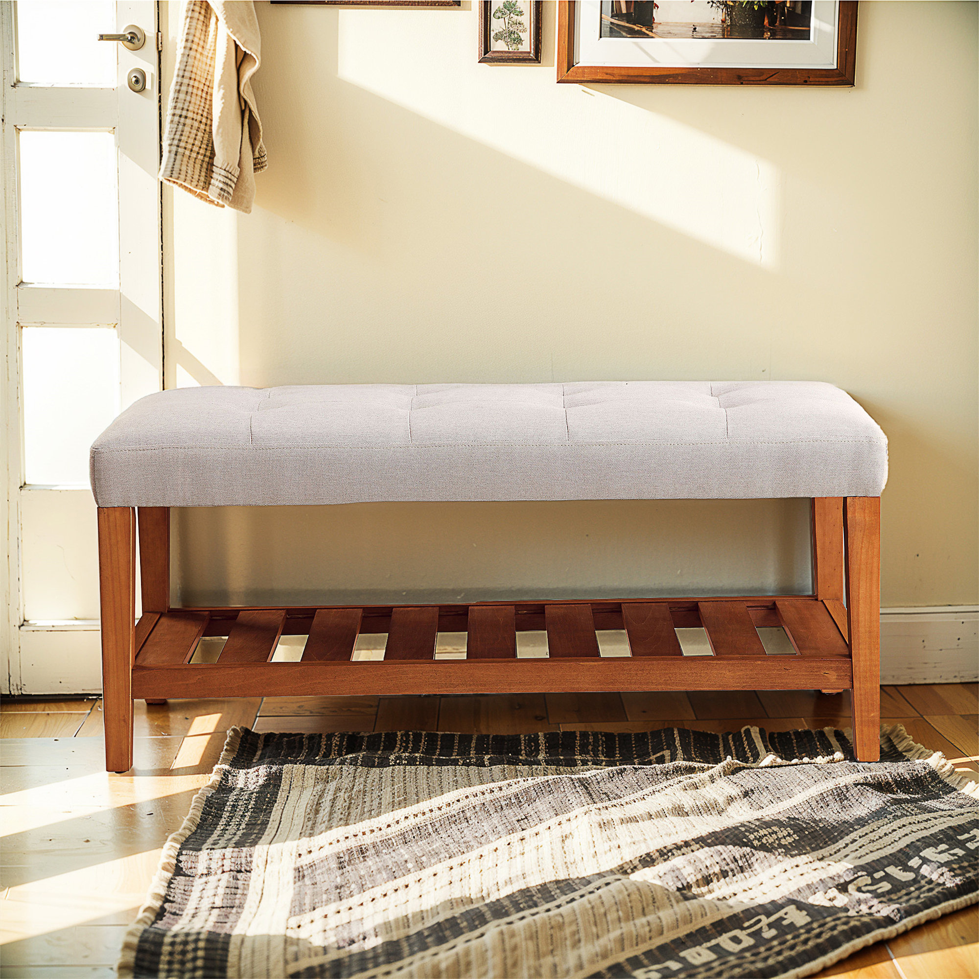 Gracie Oaks 4 Pair Shoe Storage Bench,entryway bench,upholstered bench ...
