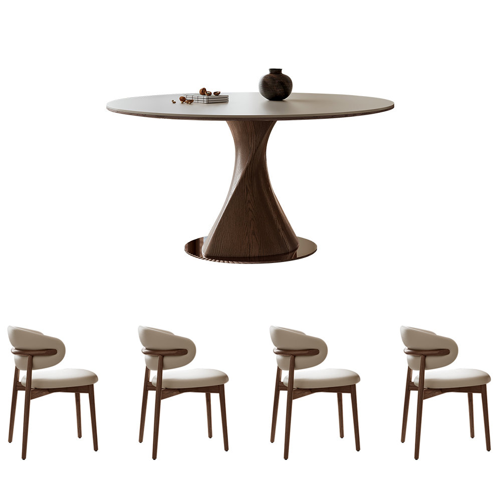Elamer French modern simple round dining table set | Wayfair