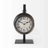 Gracie Oaks Industrial Analog Metal Quartz Tabletop Clock in Bronze ...