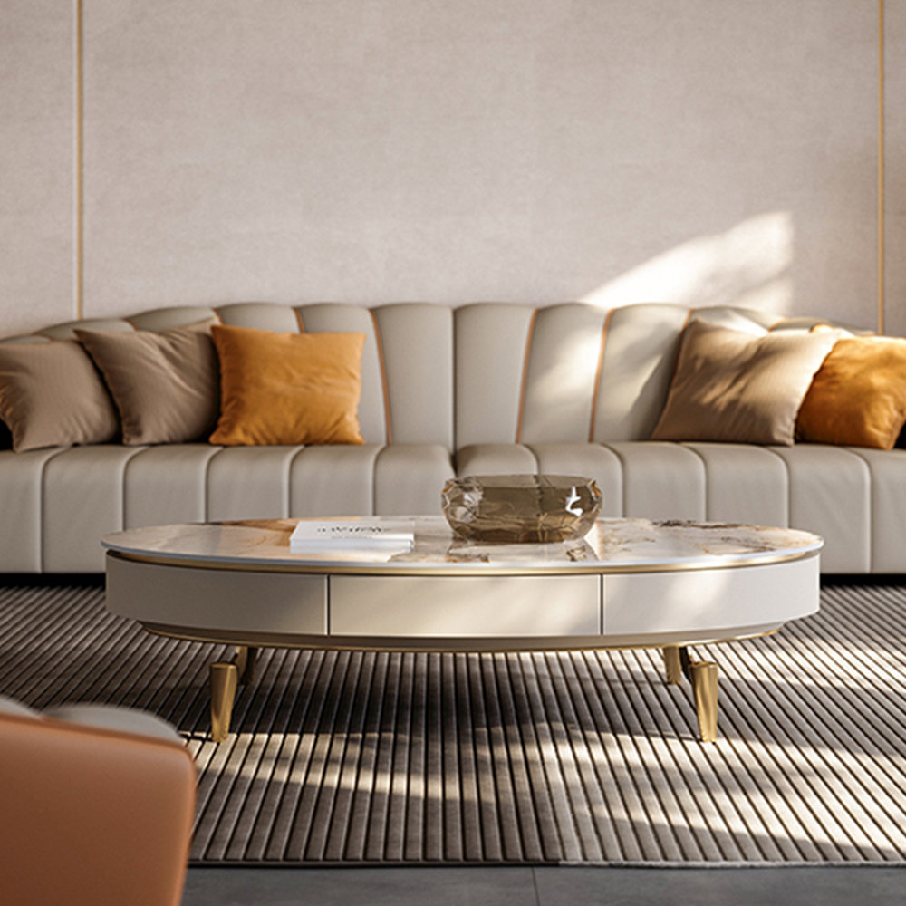 Wu's StylishVault Modern light luxury rock panel coffee table | Wayfair