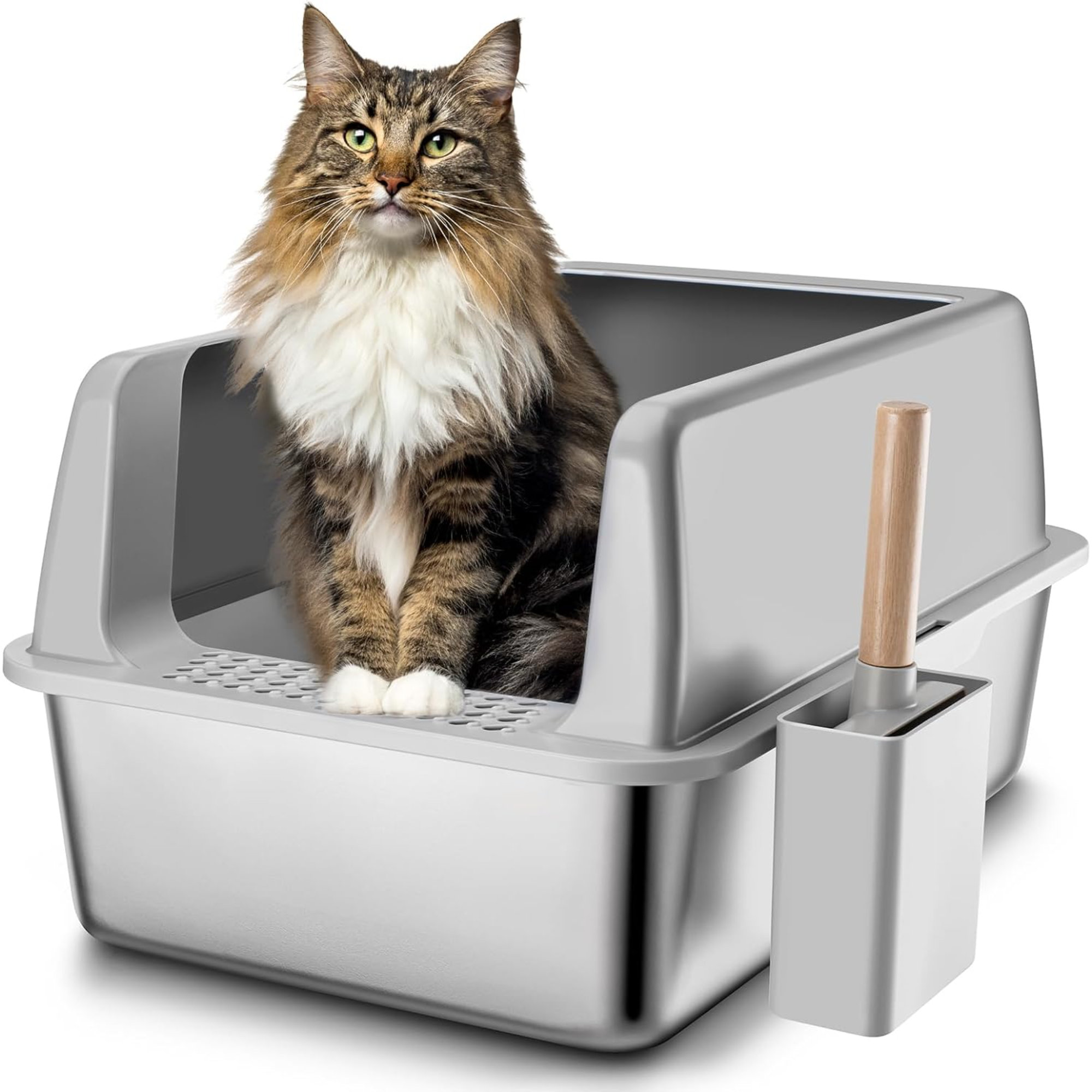 Tucker Murphy Pet™ Stainless Steel Litter Box With Lid, XL Extra Large ...