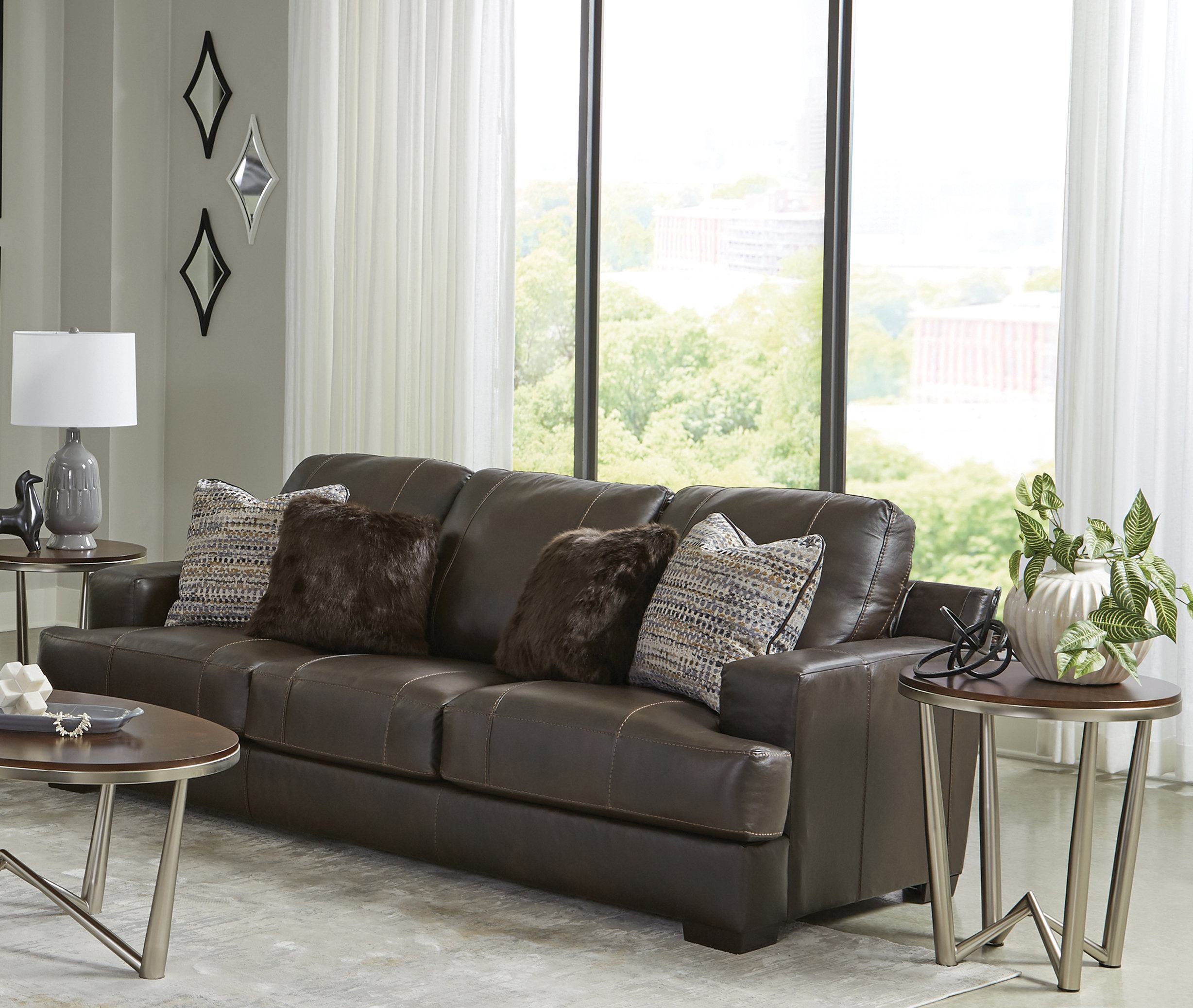 Hokku Designs Collyn 92'' Genuine Leather Rolled Arm Sofa - Wayfair Canada