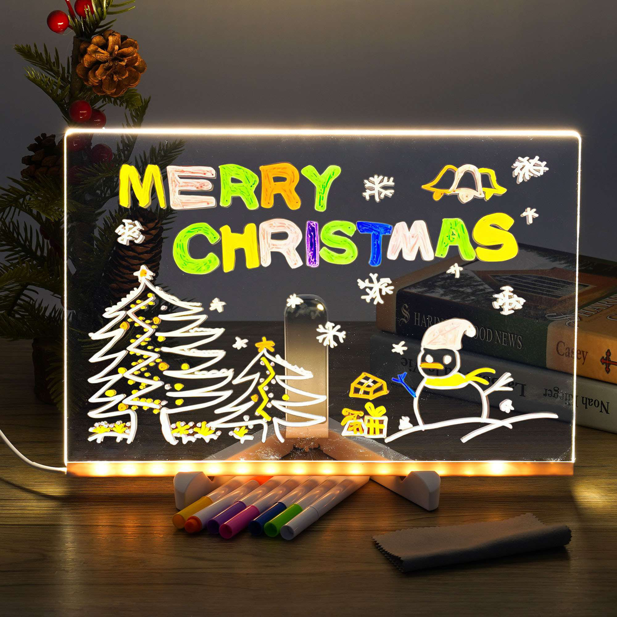Inbox Zero LED Note Board with Colors Light Up Acrylic Dry Erase Board ...