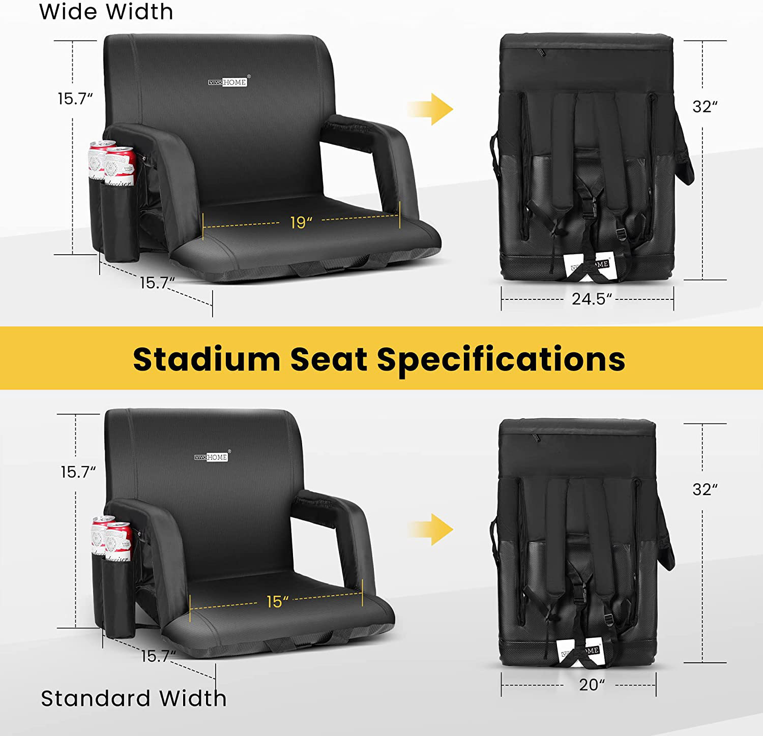 VIVOHOME Portable Reclining Stadium Seat & Reviews | Wayfair