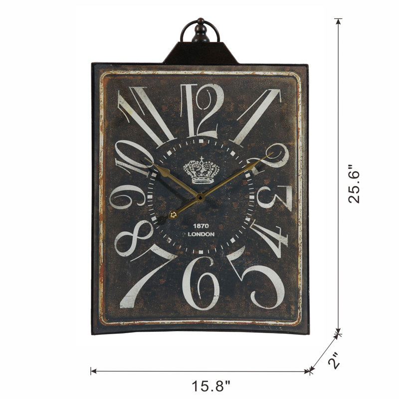 Astoria Grand Black Rectangular Wall Clock | Wayfair