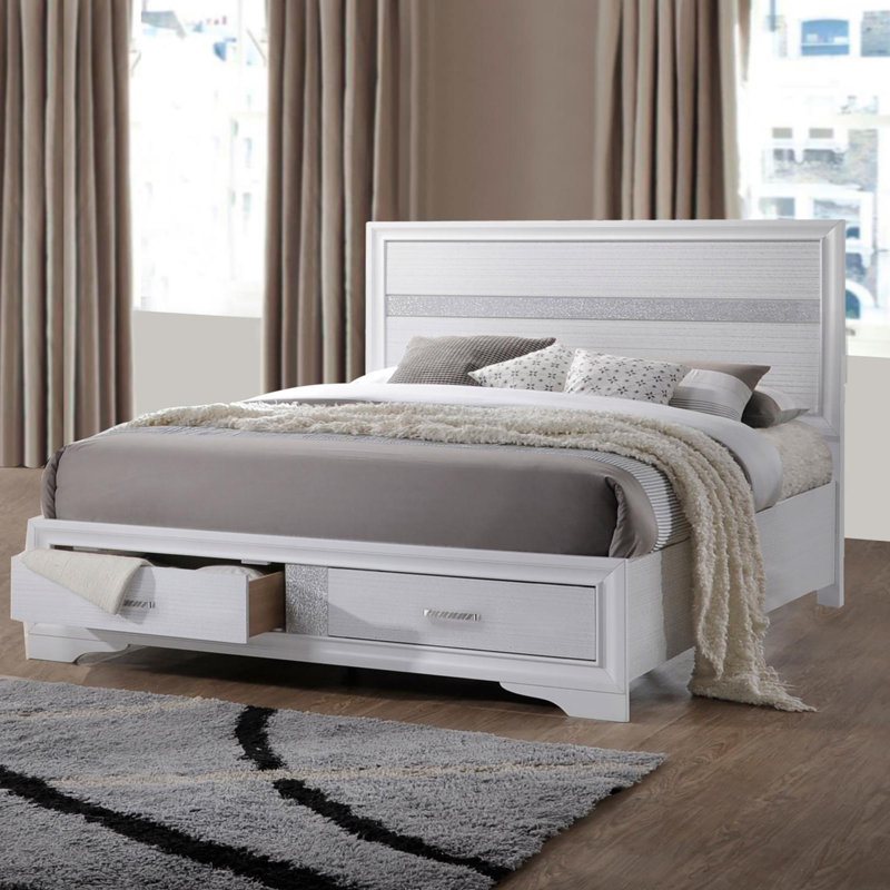 Rosdorf Park Keagin Platform Storage Bed in White | Wayfair