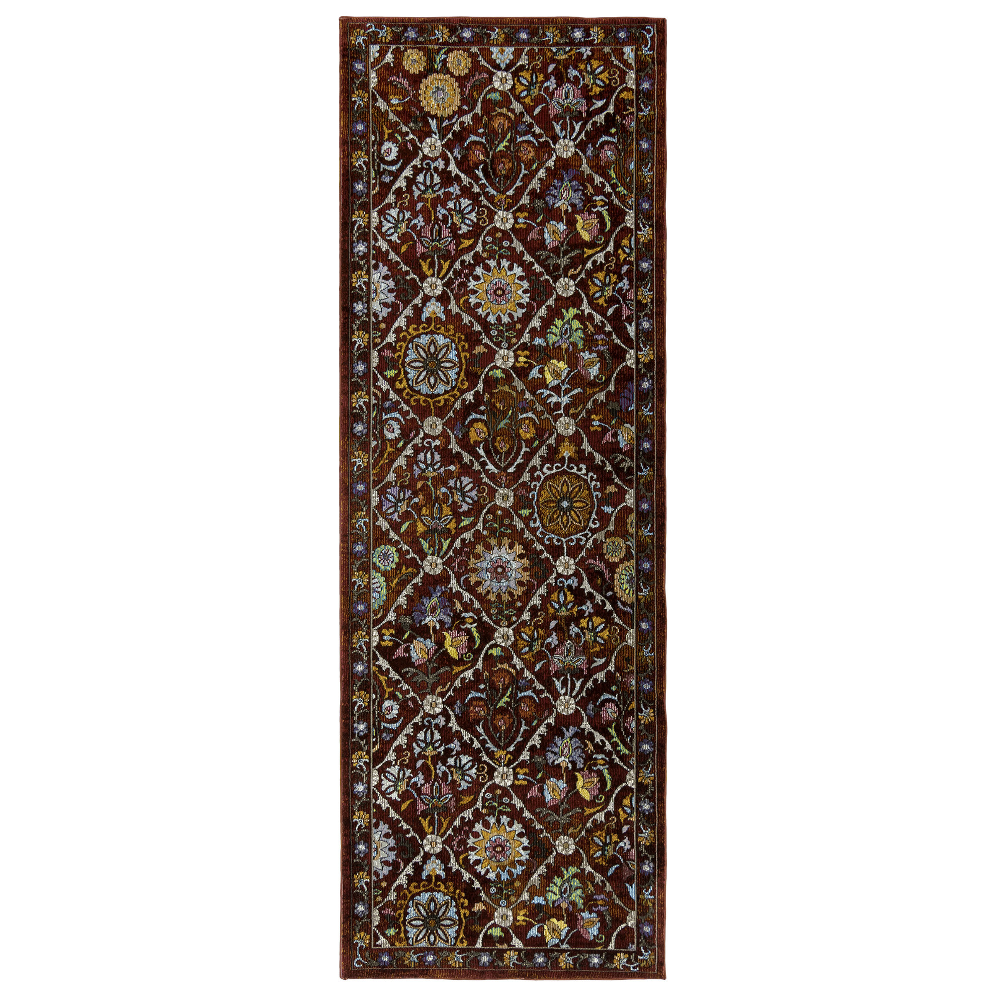 Gertmenian Brea Bizet Red Floral Mini-Medallion Transitional Area Rug ...