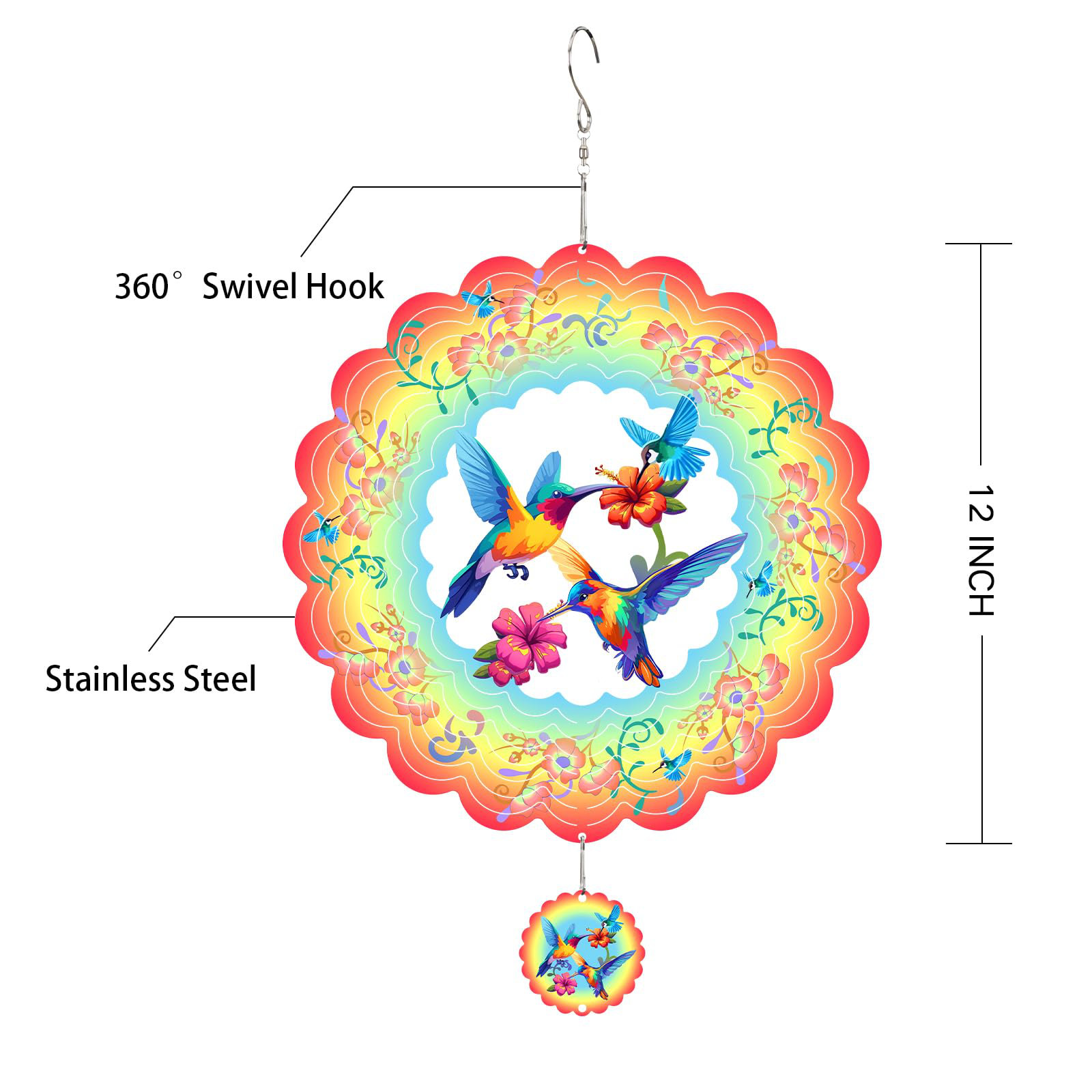 Arlmont & Co. Hummingbirds Metal Wind Spinners Hummingbird Gifts For ...