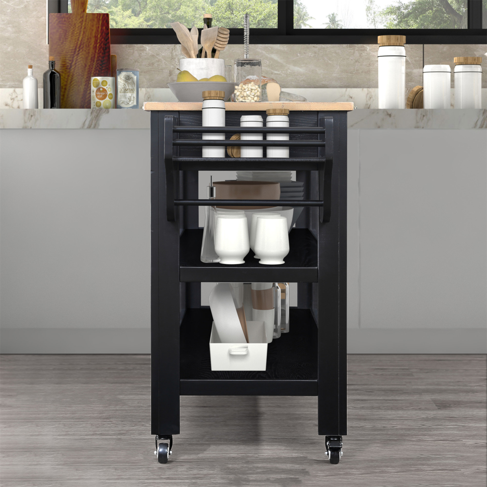 Lark Manor 57 Inch Rolling Kitchen Island With Storage,Kitchen Cart ...