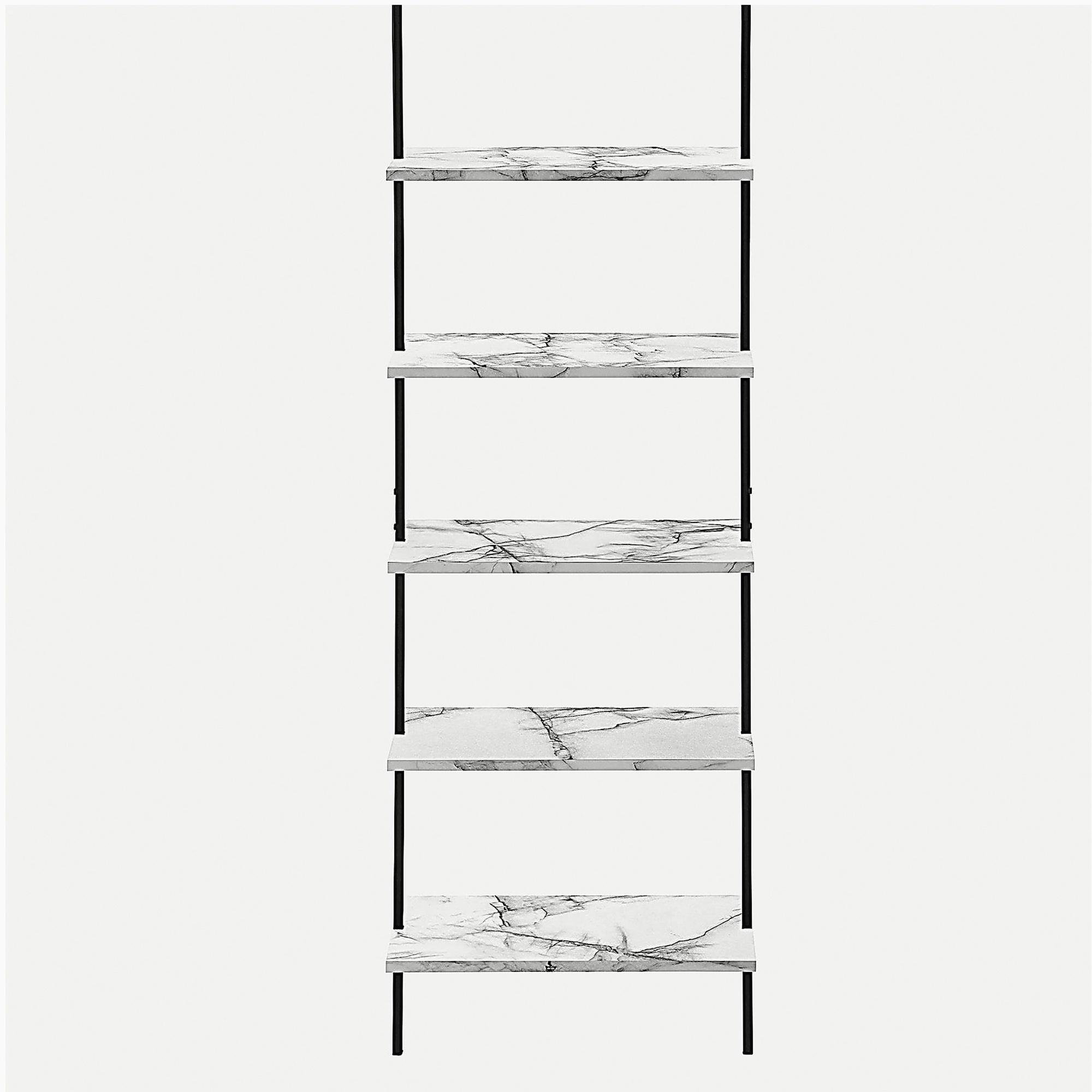 Latitude Run® Five-tier trapezoidal display shelf, gray wood grain ...
