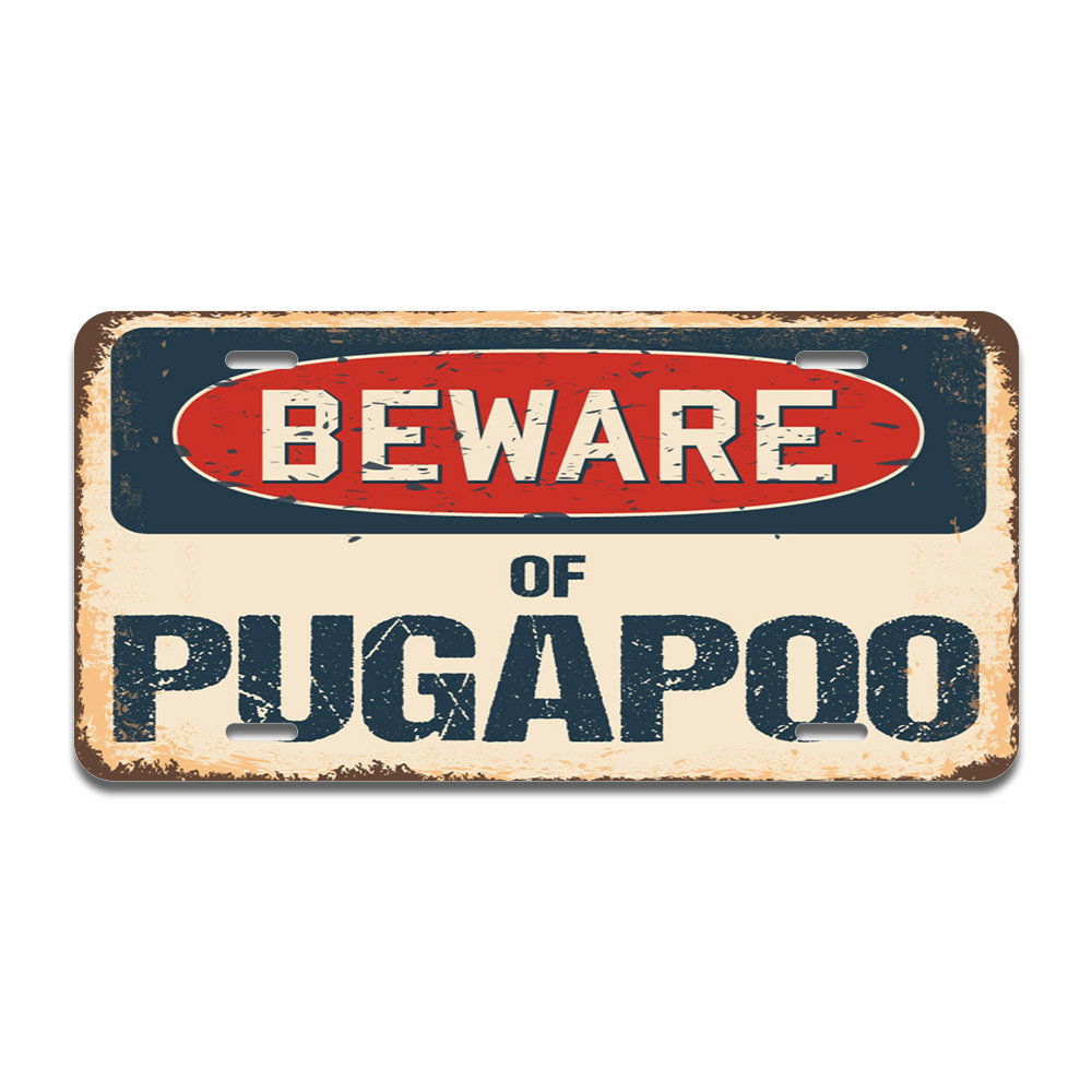 SignMission Beware of Pugapoo Aluminum Plate Frame | Wayfair