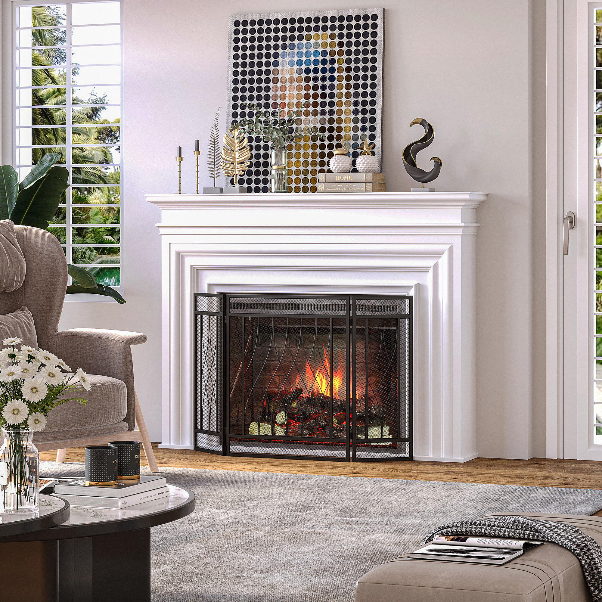 Three Posts™ Avers Cabinet Steel Fireplace Screen & Reviews | Wayfair