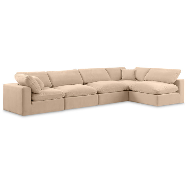 Wrought Studio Ivalin 5 - Piece Velvet Sectional | Wayfair