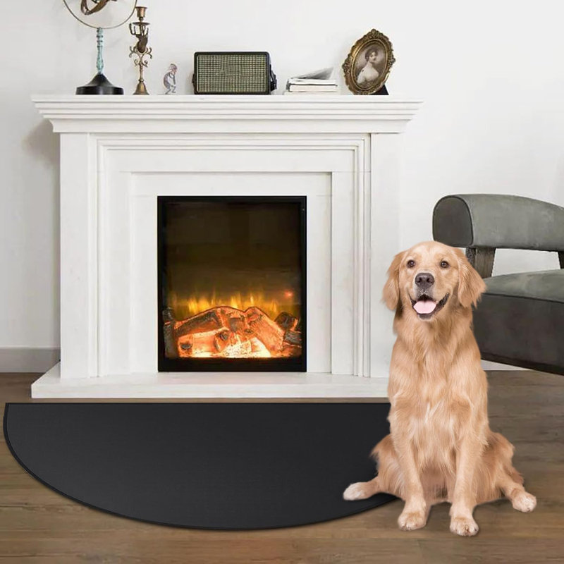 Latitude Run® 42 X 24 Inch Fireproof Fireplace Mat Hearth Rug,Black ...