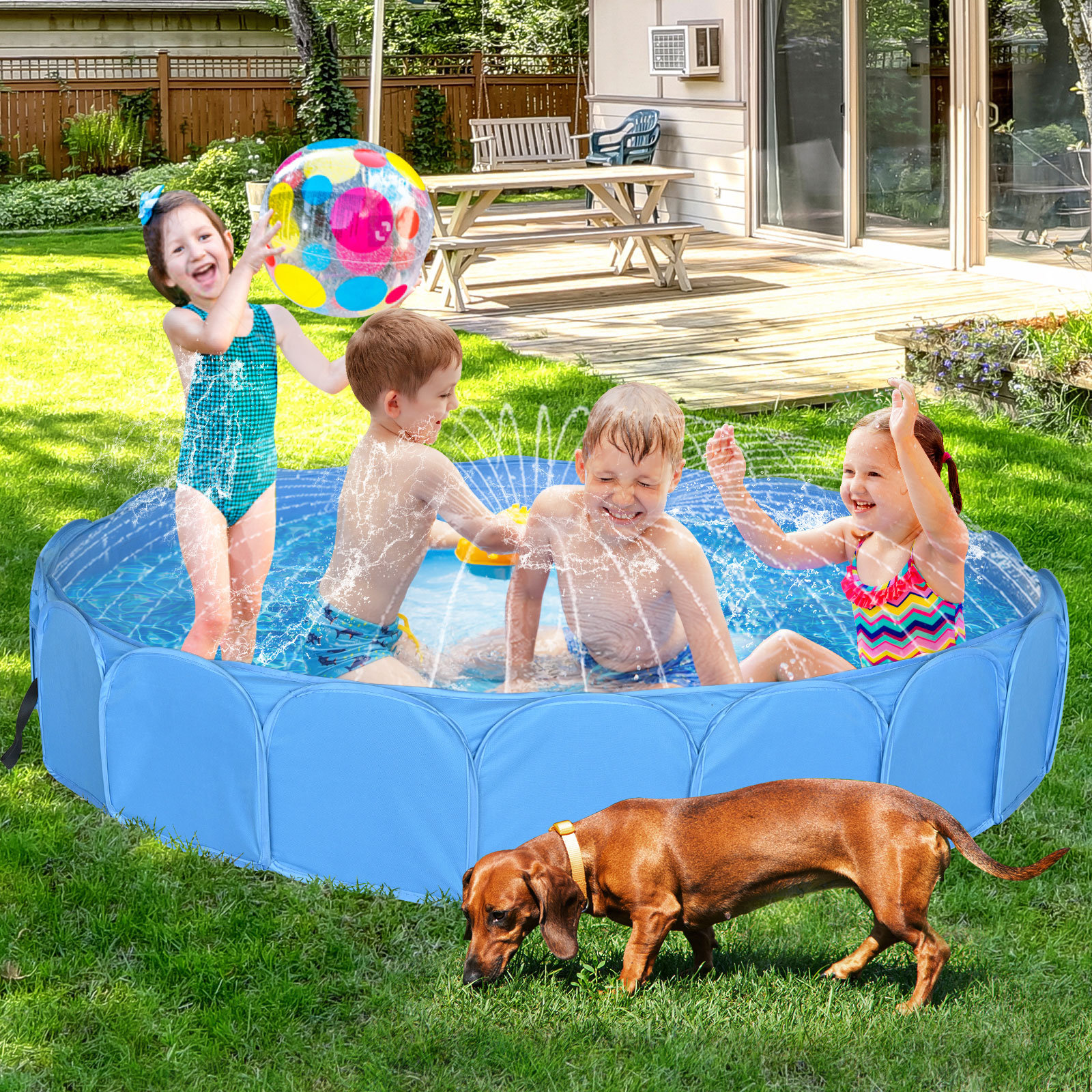 EighteenTek Foldable Pet Swimming Pool, Portable Dog Bathing Tub ...
