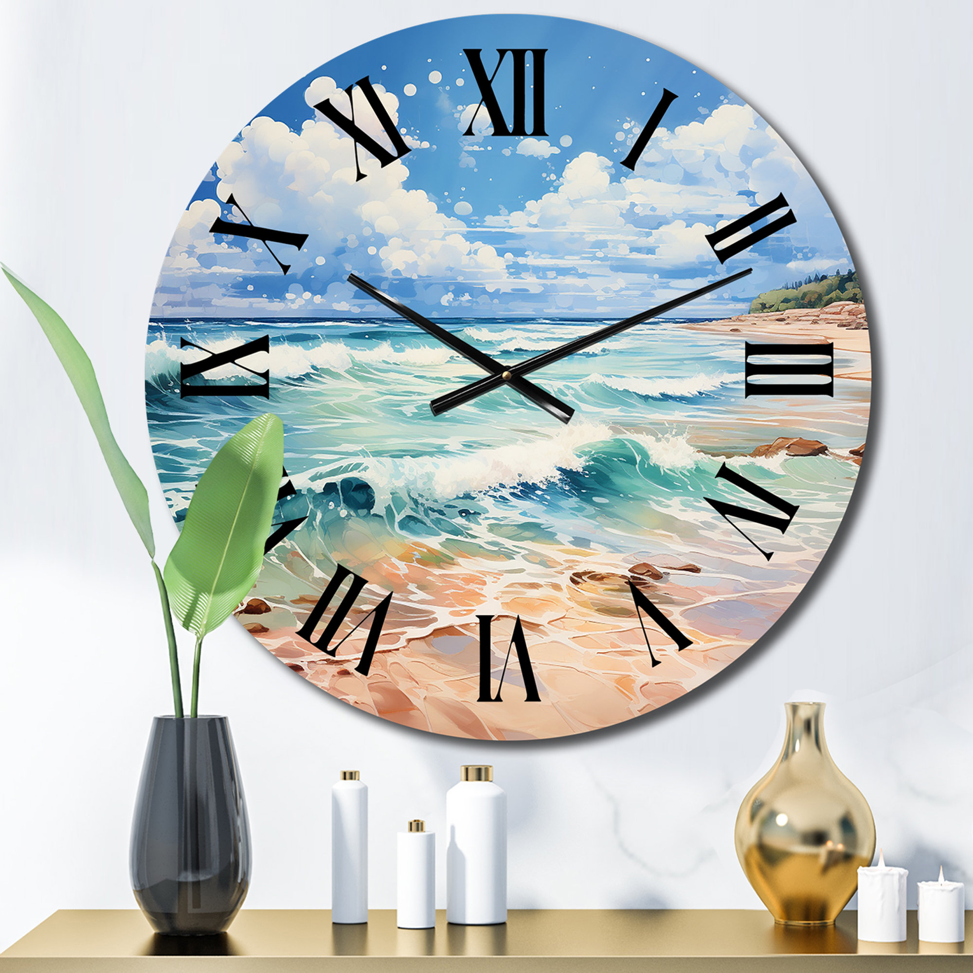 Design Art Relaxing Beach Breezes II - Nautical & Beach Wall Clock ...