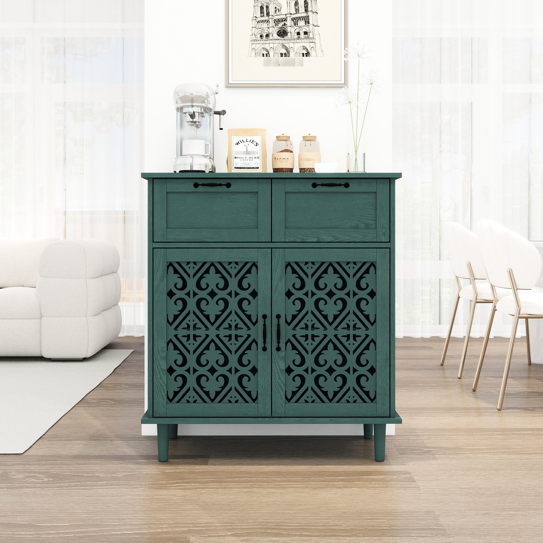 Dakota Fields 2 Door Drawer Cabinet, Dark , For Bedroom, Living Room ...