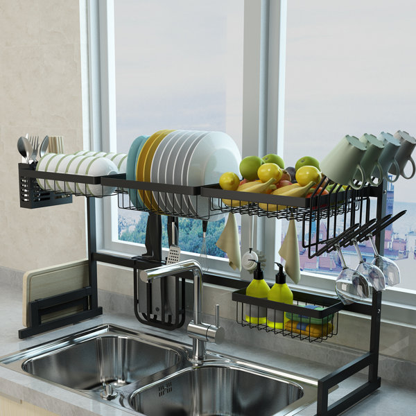 POPLARBOX Adjustable Stainless Steel Over The Sink Dish Rack & Reviews ...