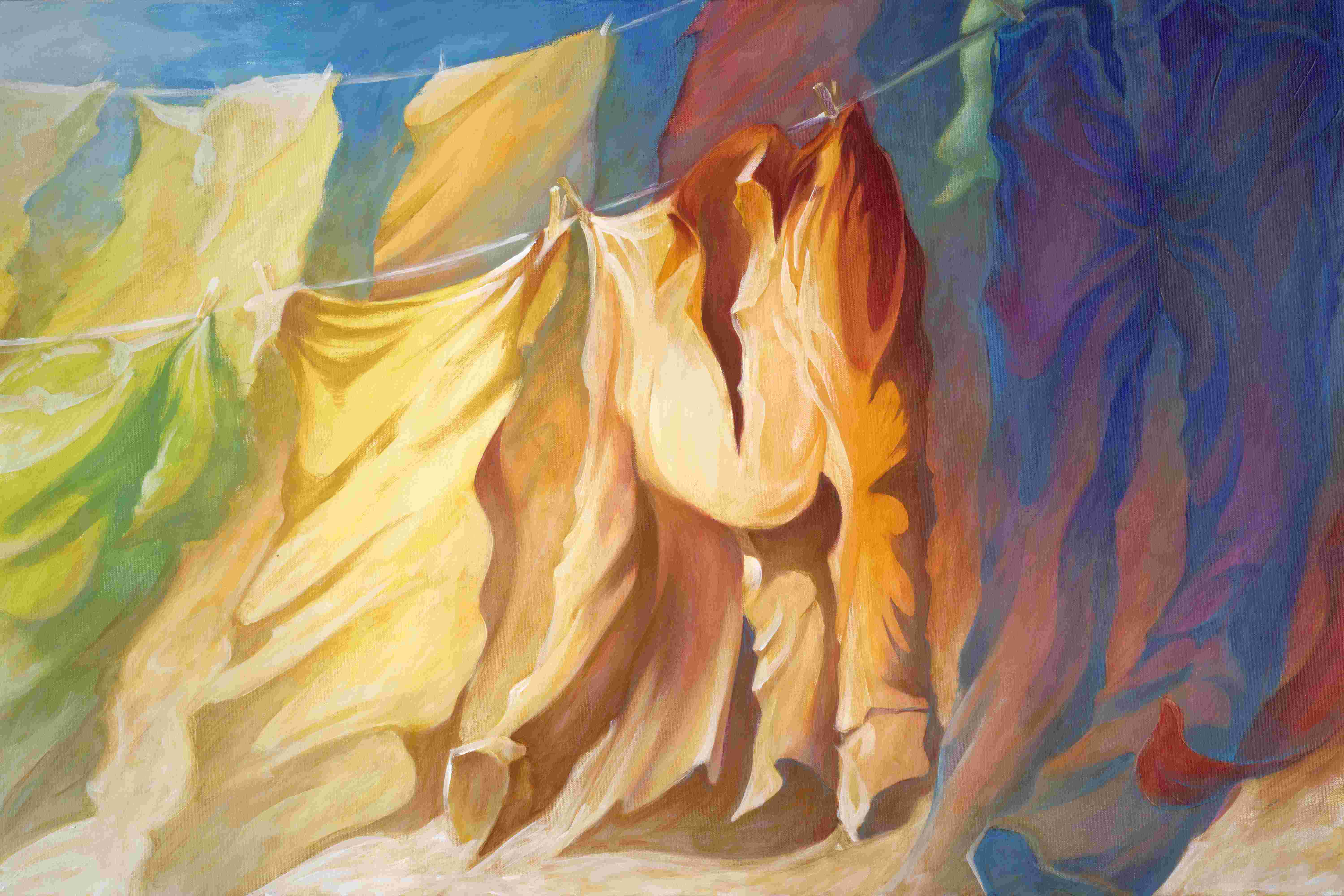 Winston Porter Colorful Hanging Laundry - Wrapped Canvas Painting | Wayfair