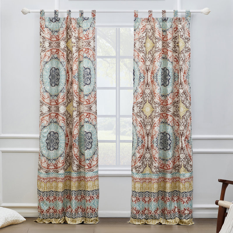 Barefoot Bungalow Olympia Medallion Semi-Sheer Tab Top Curtains/Drapes ...