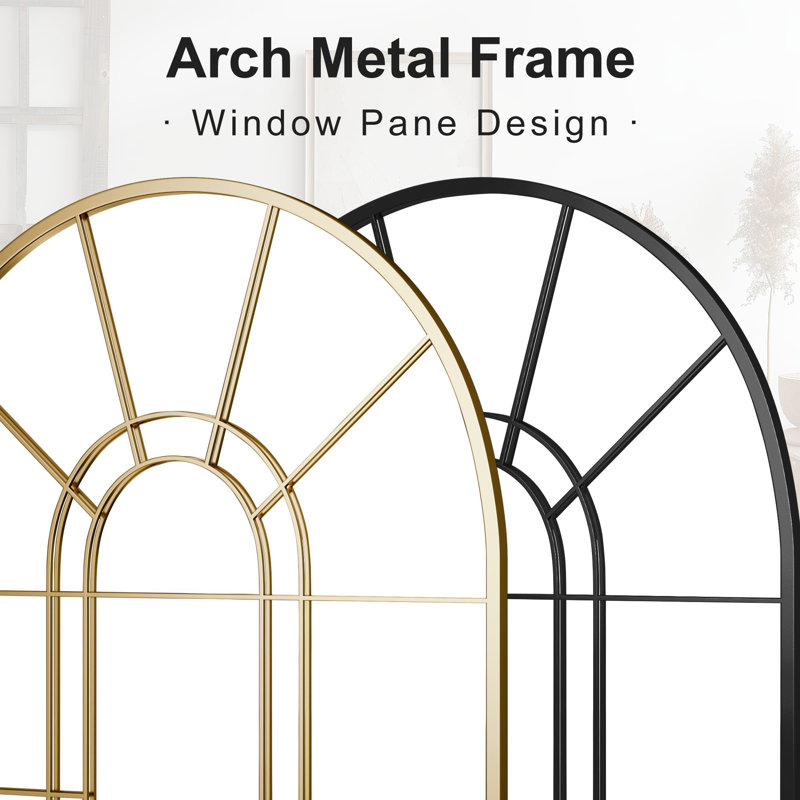 Three Posts™ Barreto Arch Window Pane Metal Wall Mirror & Reviews | Wayfair