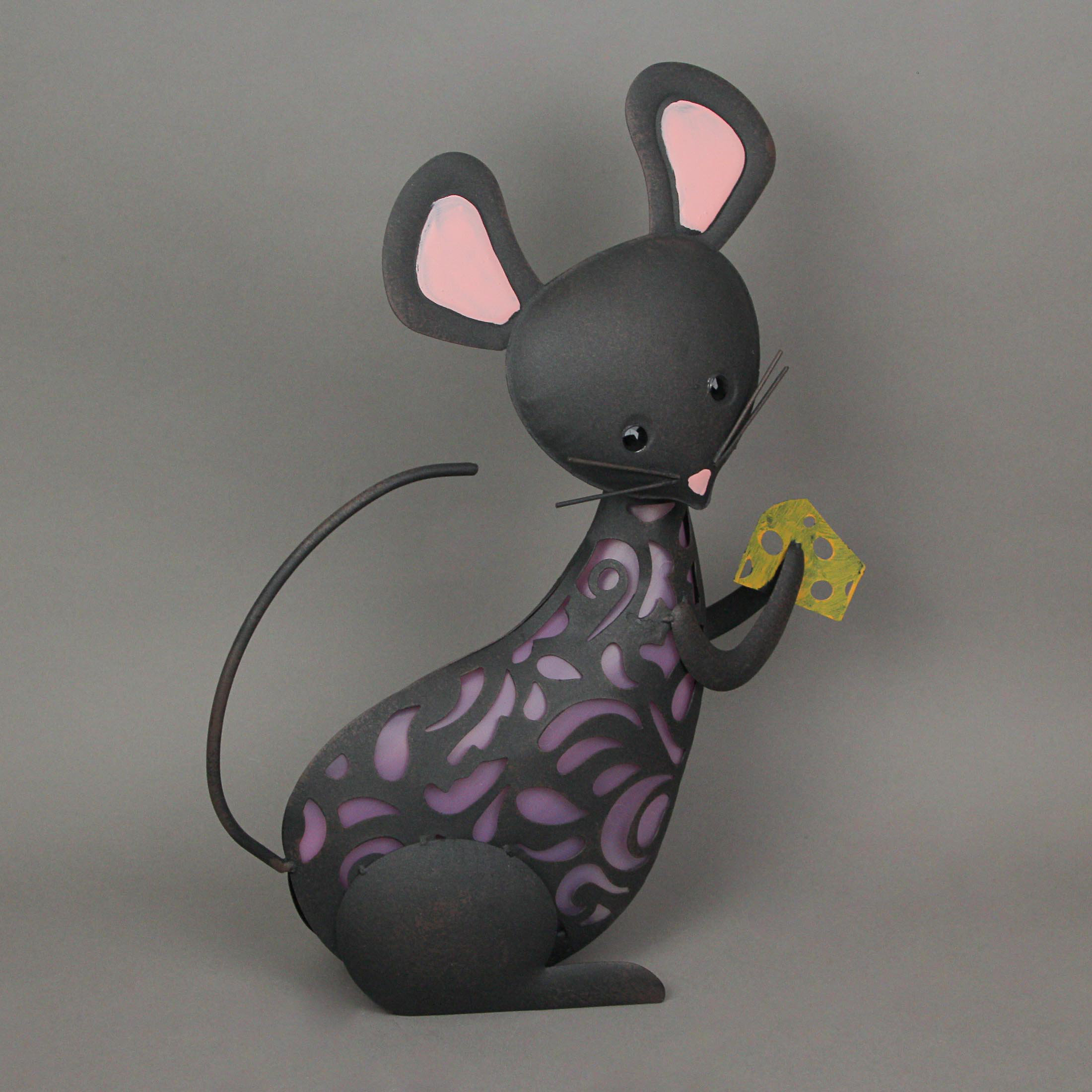 Red Barrel Studio® Adorable Metal Mouse Eating Cheese Garden Statue ...