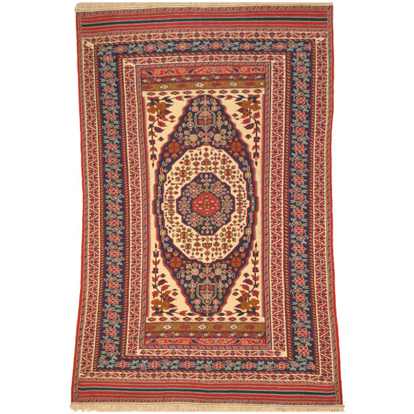 Bungalow Rose Flatweave Wool Floral Rug | Wayfair