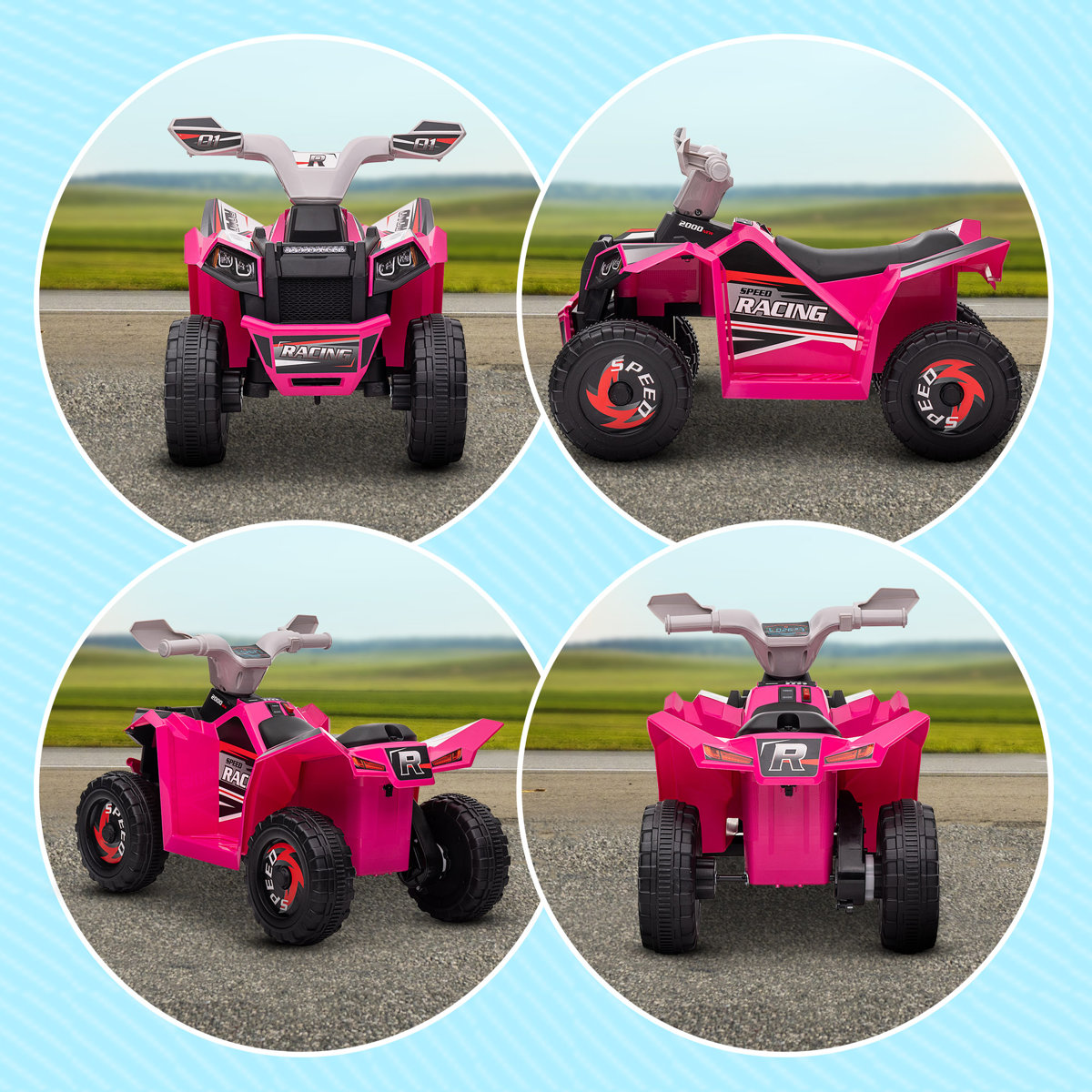Aosom Kids ATV Quad Car, 6V Four-Wheeler for Kids with Forward Backward ...