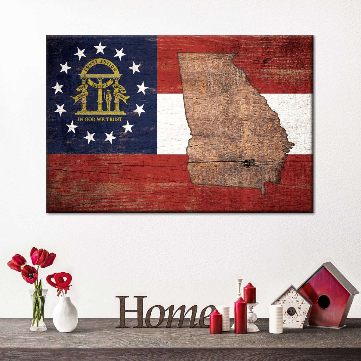 August Grove® State Map Over Georgia Flag Canvas Print On Canvas Print ...