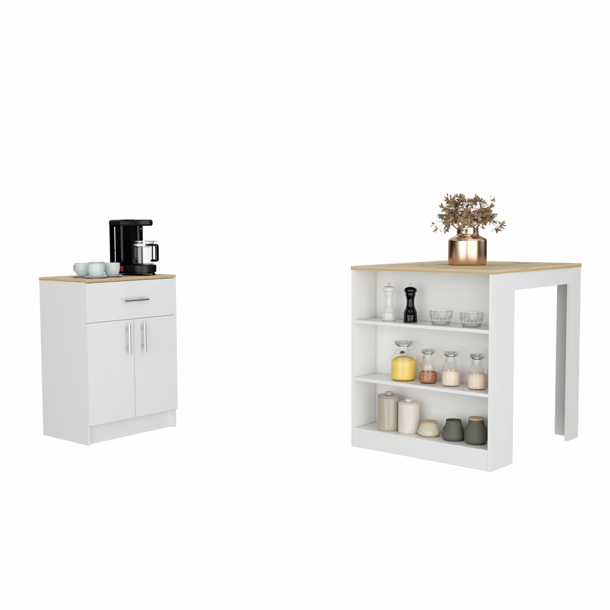 Latitude Run® Versatile 2-Piece Kitchen Ensemble with Ample Storage and ...