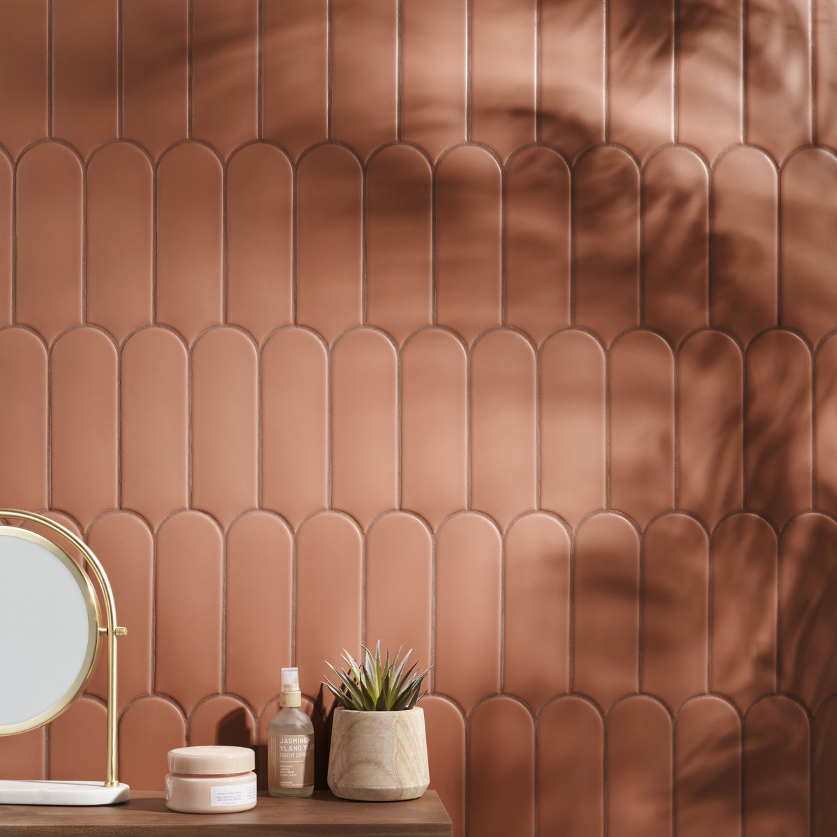 Bond Tile Airy 2.83 in. x 7.67 in. Fishscale Matte Ceramic Wall Tile (5 ...