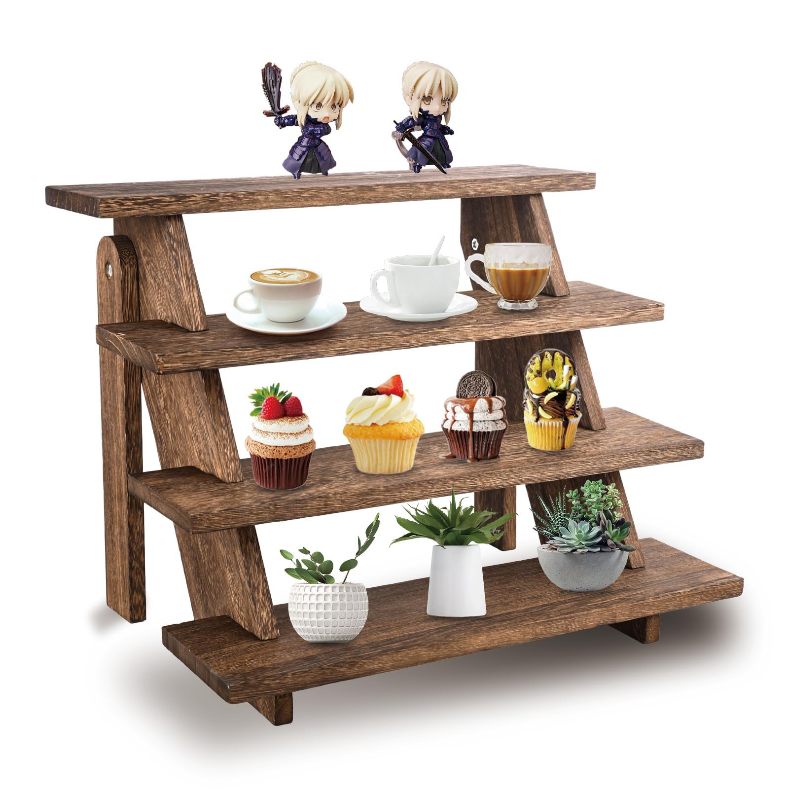 Loon Peak 4 Tier Cupcake Display Stand, Rustic Tiered Display Stand ...
