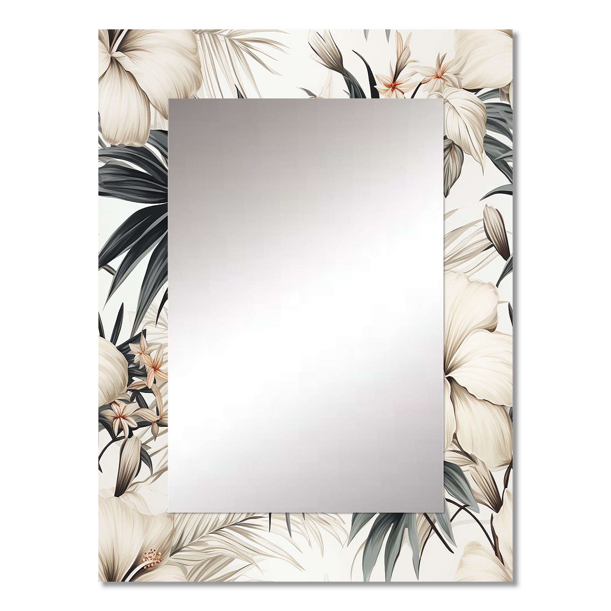Bungalow Rose Carlston Neutral Zen Tropical Pattern - tropical Mirror ...