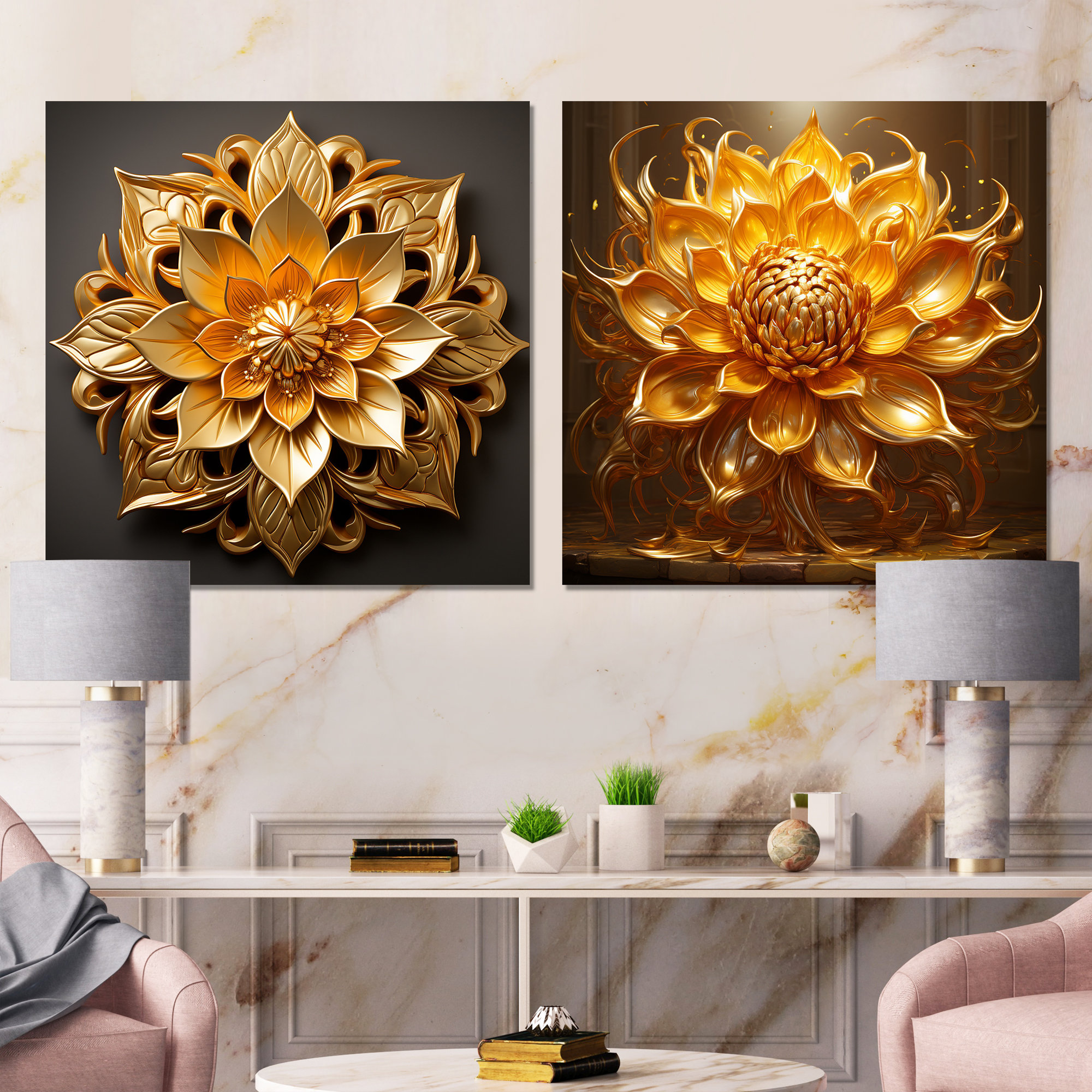 House of Hampton® Abstract Golden Sunflower Glam Blooming - Sunflower ...