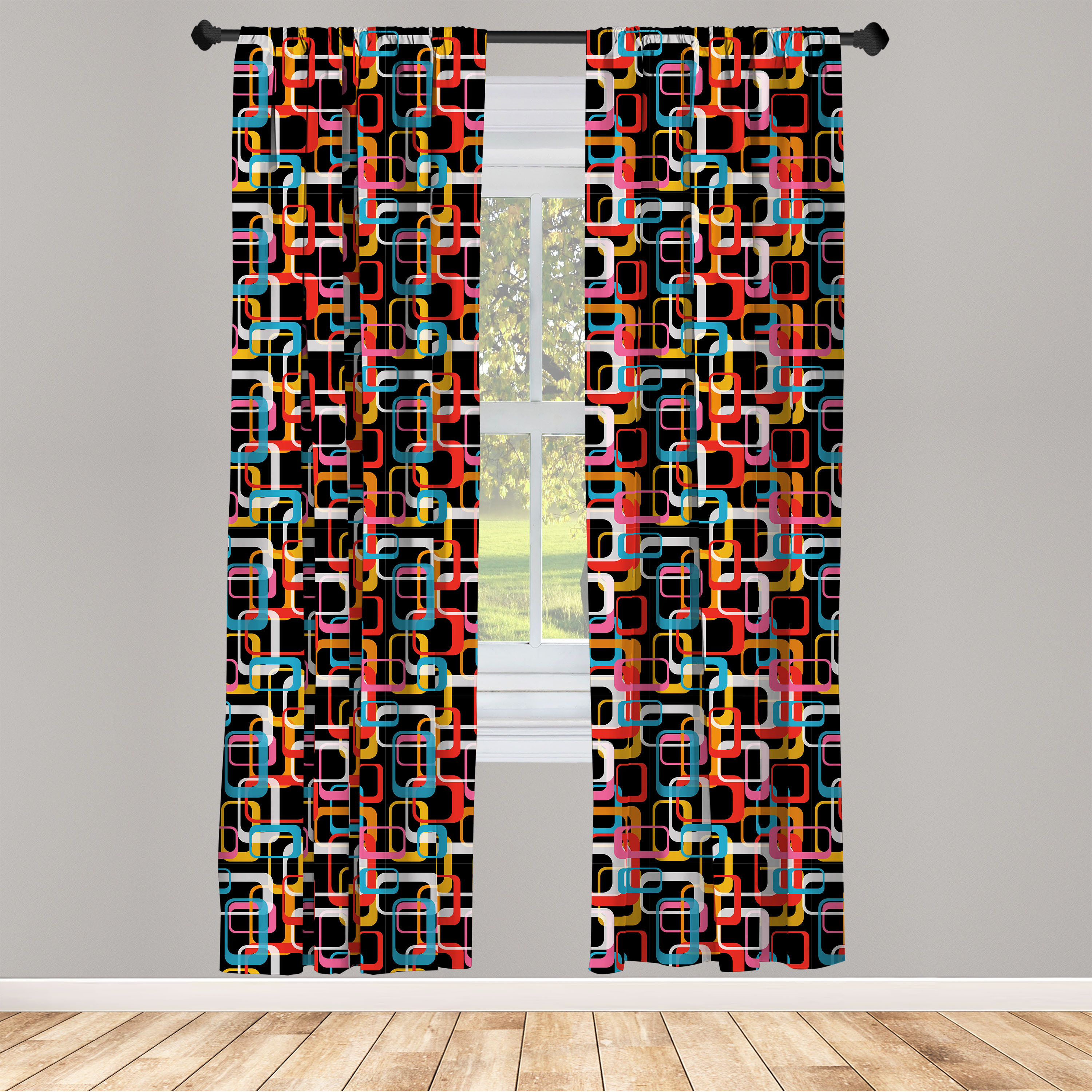 East Urban Home Geometric 4-Panel Curtains, Rectangle Pattern Rustic ...