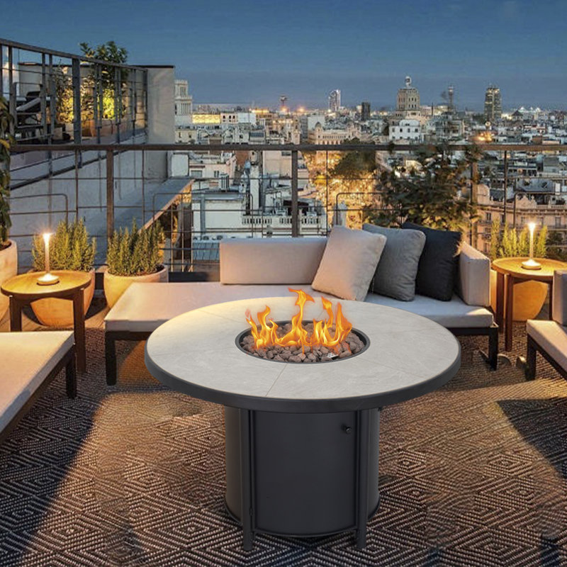 Latitude Run® 42 In. W Steel Round Propane Fire Pit | Wayfair