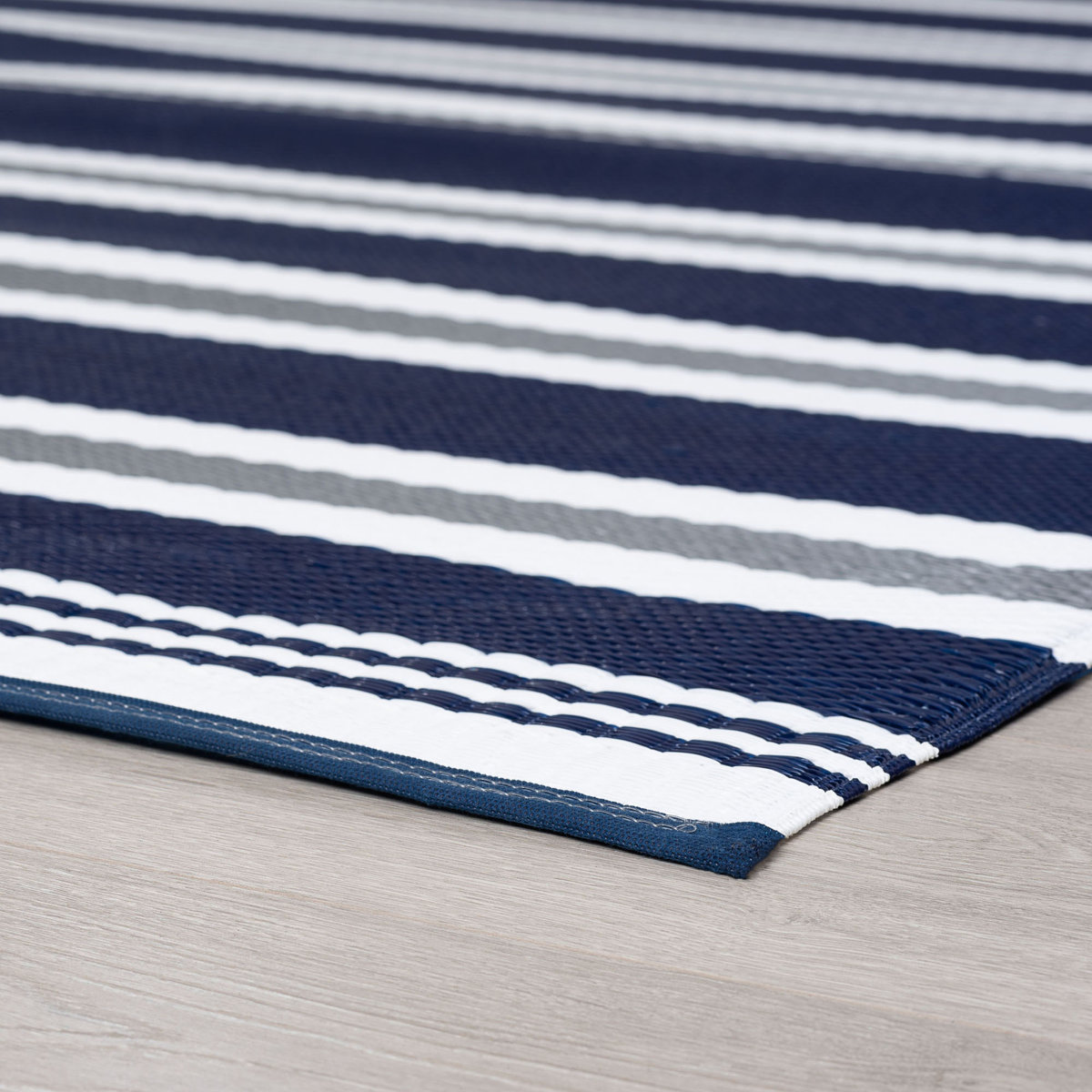 Breakwater Bay Monee Striped Navy/White Indoor/Outdoor Area Rug ...