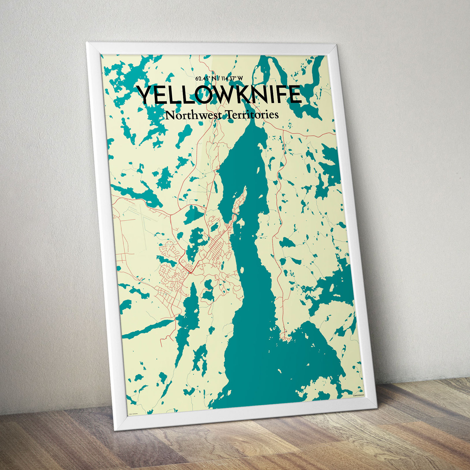 Wrought Studio™ 'Yellowknife City Map' Graphic Art Print Poster in ...