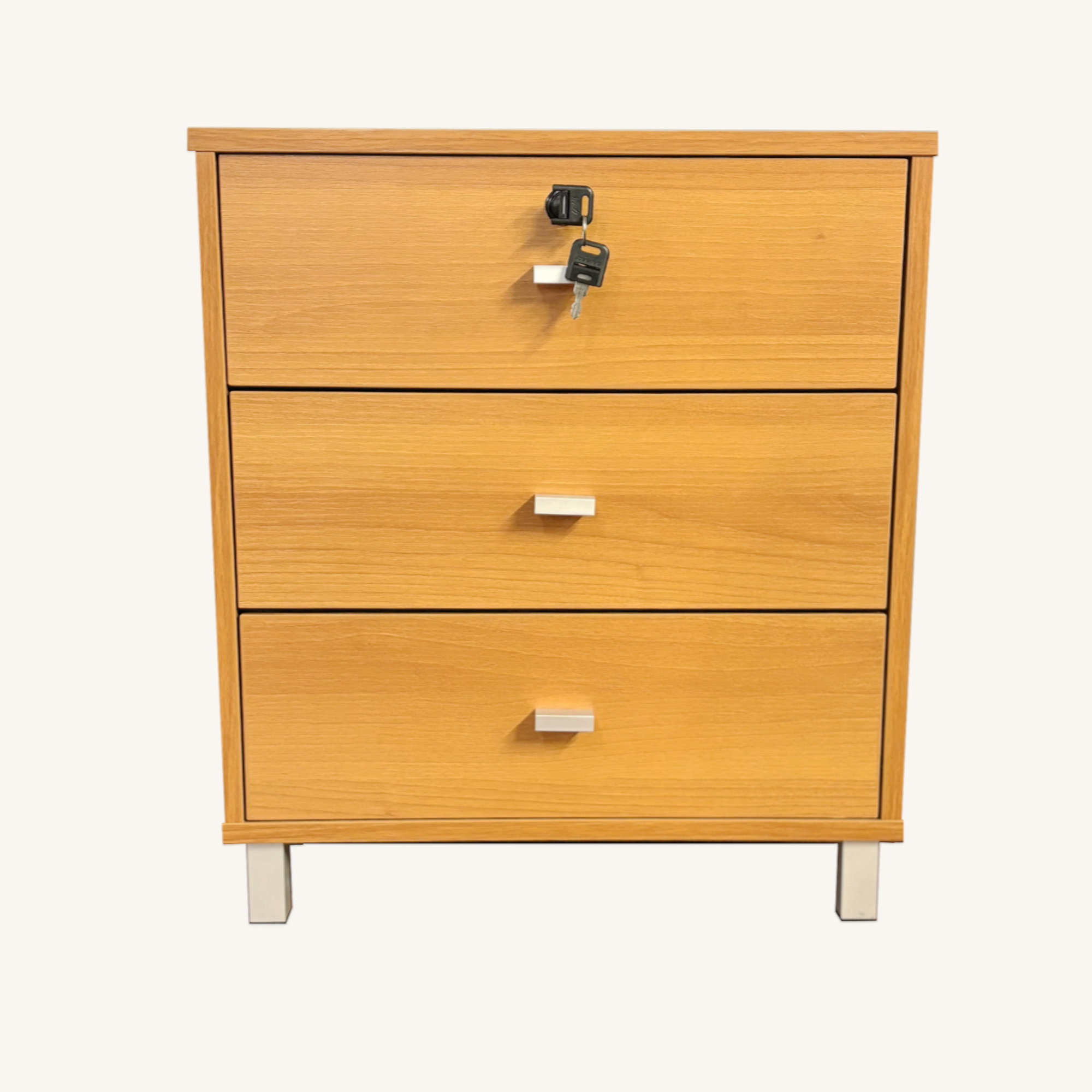 George Oliver Three Drawer Nightstand Locking Top Drawer Metal Drawer ...