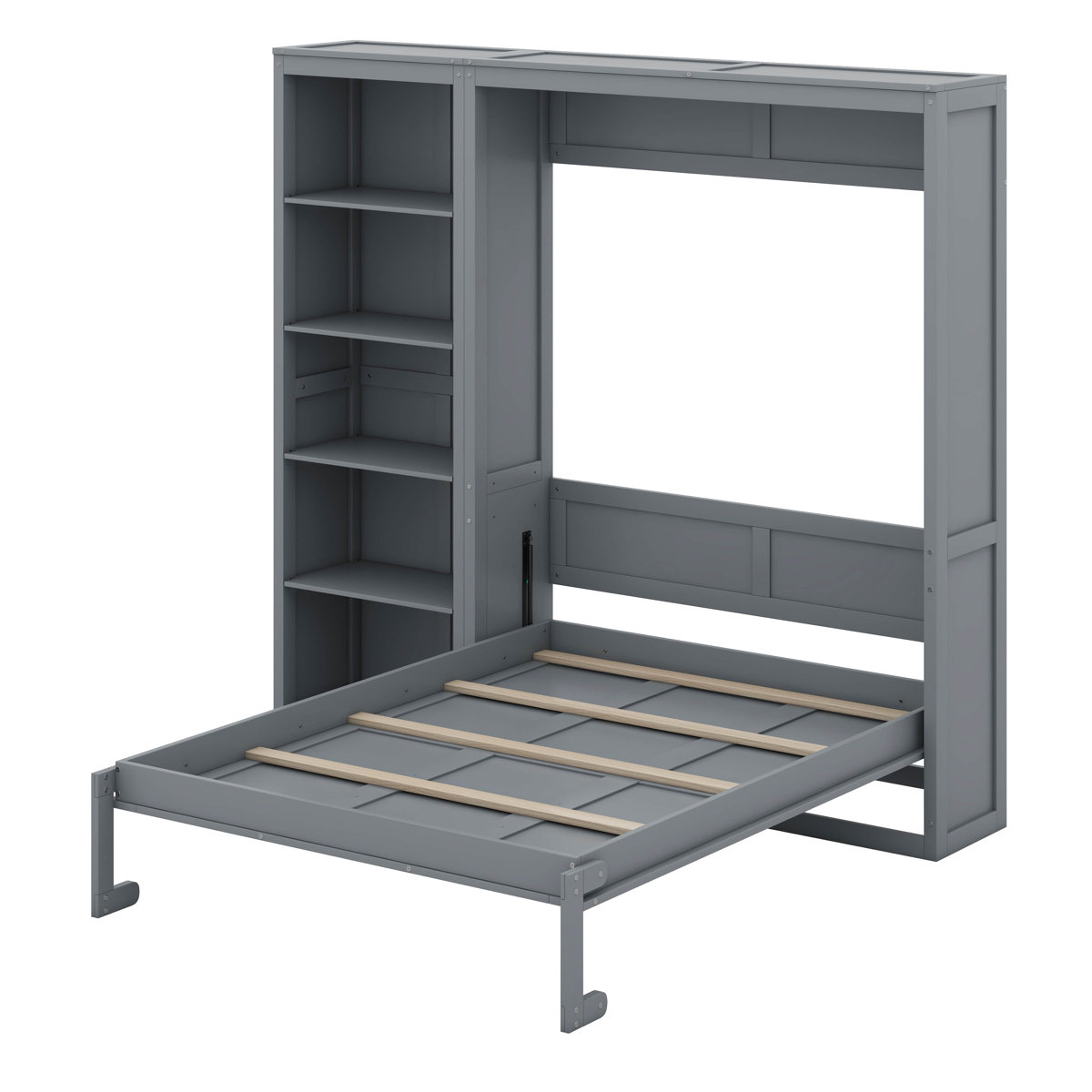 Cosmic Queen Size Murphy Bed, Wood Queen Wall Bed Frame With Shelves ...