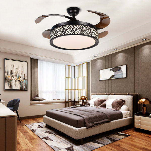 Lark Manor 42" Villisca 4 - Blade LED Smart Retractable Ceiling Fan ...