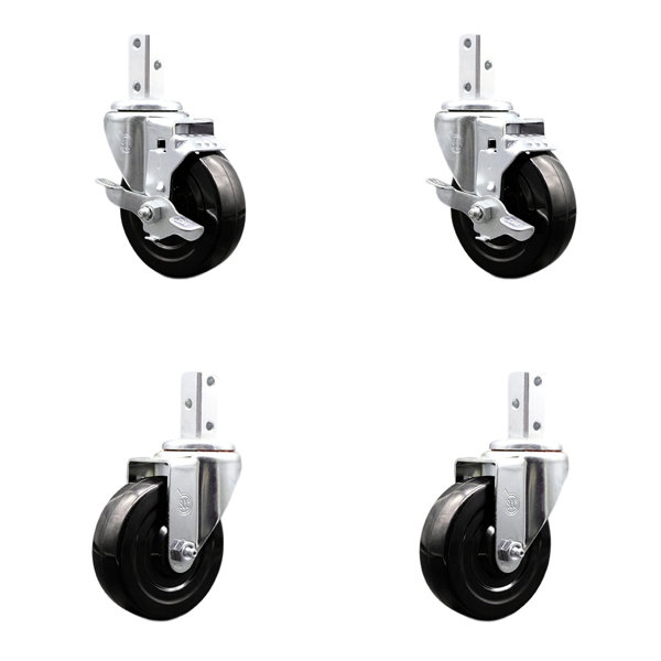 Service Caster 4 Piece Hard Rubber Caster Set | Wayfair