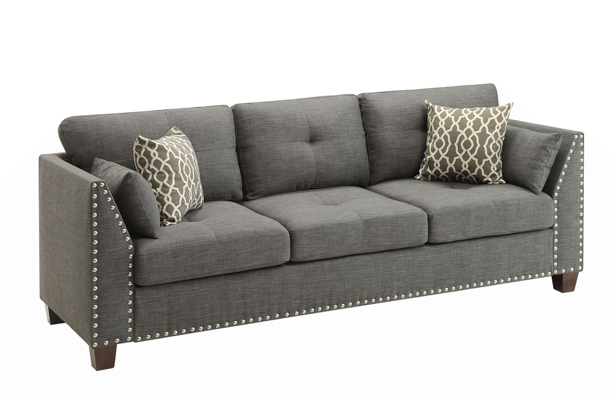 Red Barrel Studio Laurissa Charcoal Linen Sofa W/4 Pillows - Wayfair Canada